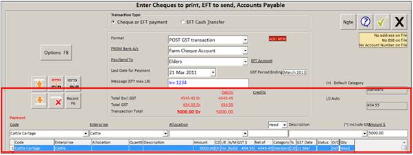 Create EFT Transactions – Agrimaster
