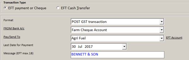 Create EFT Transactions – Agrimaster